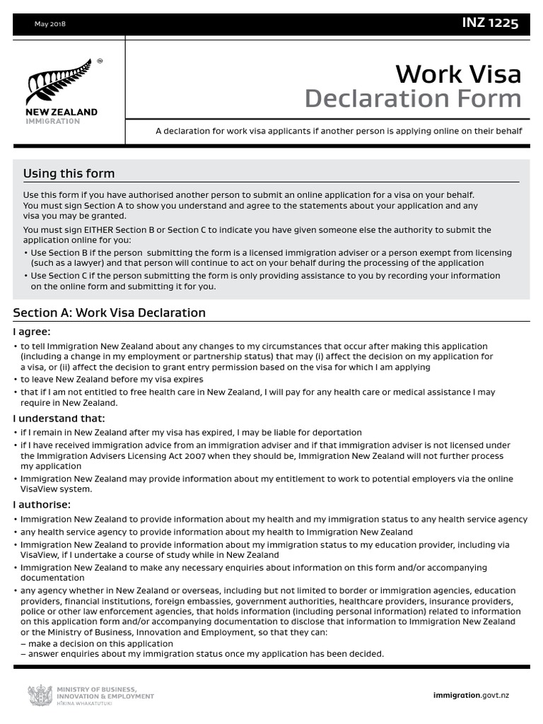 Work Visa Declaration Form May 2018 | PDF | Travel Visa | Immigration