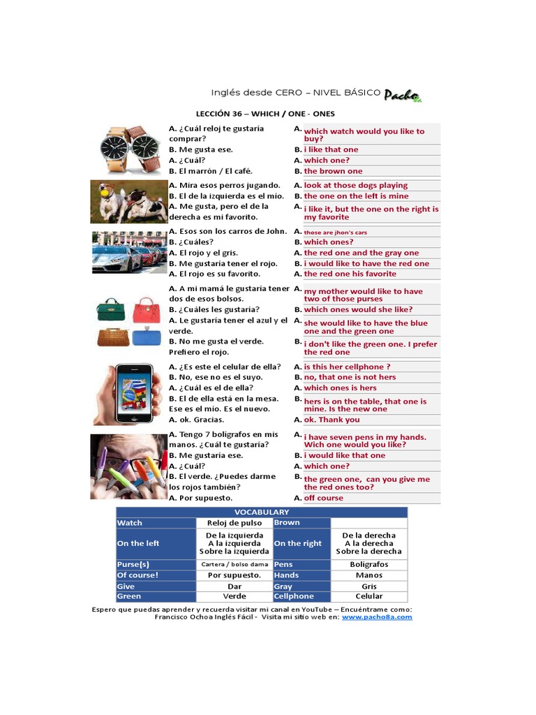 Lección 36 - Which One y Ones | PDF
