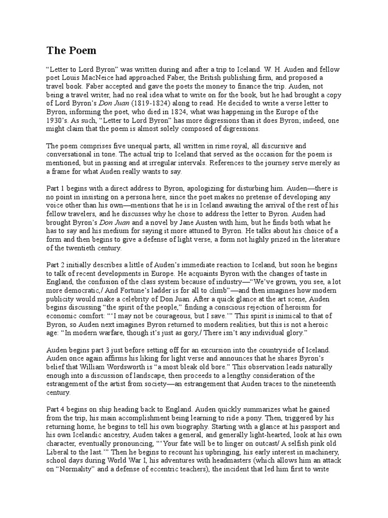 Letter To Lord Byron | PDF | Poetic Form | Poetry