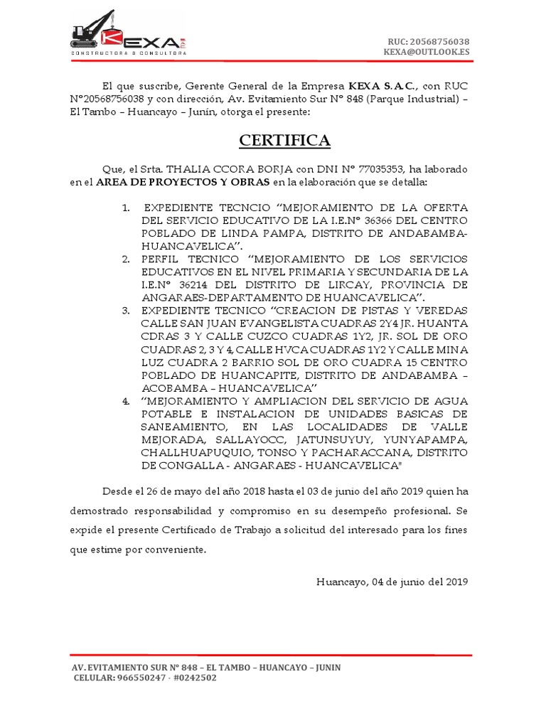 Certificado Kexa | PDF