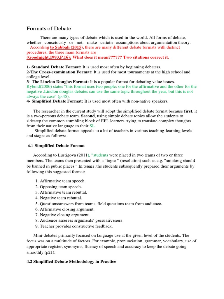 Debate Formats | PDF | English As A Second Or Foreign Language ...