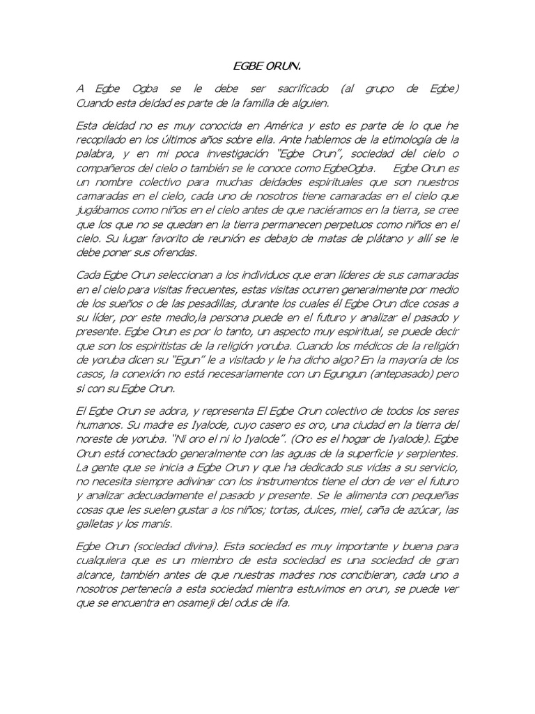 Egbe Orun | PDF | Deidades | Religión y creencia