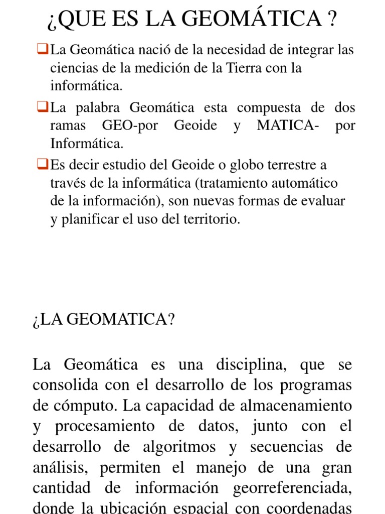 La GEOMATICA Principios | PDF | Sensores remotos | Sistema de ...