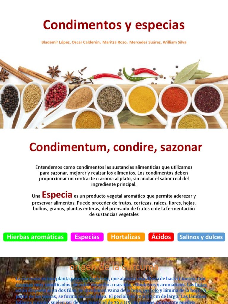 Condimentos y Especias | PDF | especia | Cilantro
