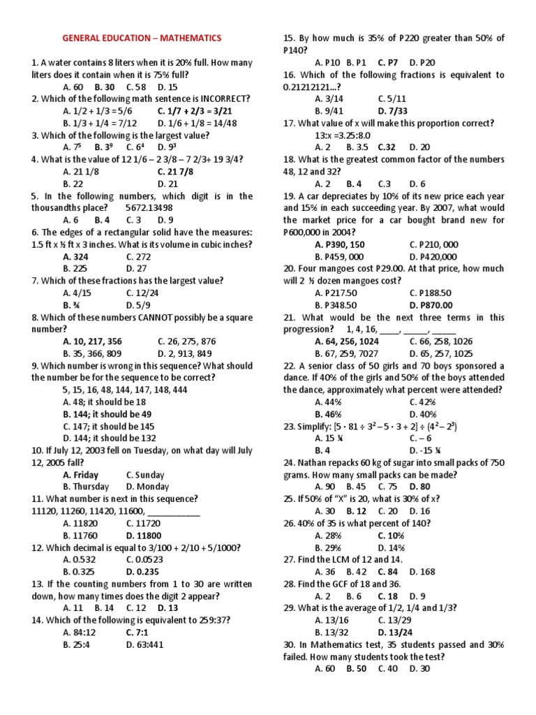 General Education - Mathematics | PDF | Teaching Mathematics