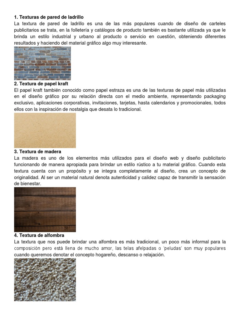 Tipos de Textura | PDF | Diseño | Diseño gráfico