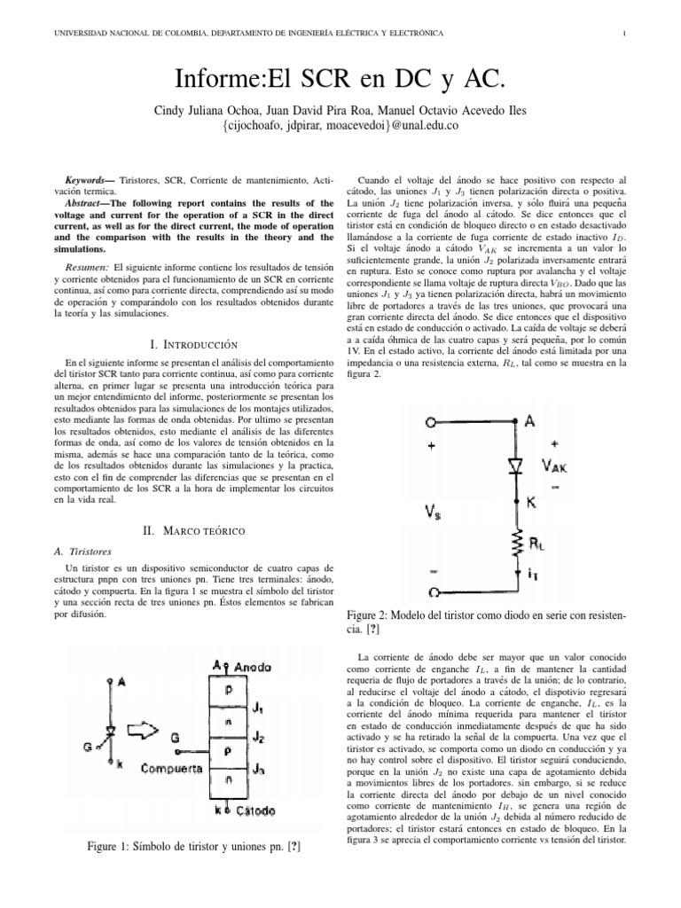 Análisis del SCR en AC y DC | PDF | Diodo | Corriente eléctrica