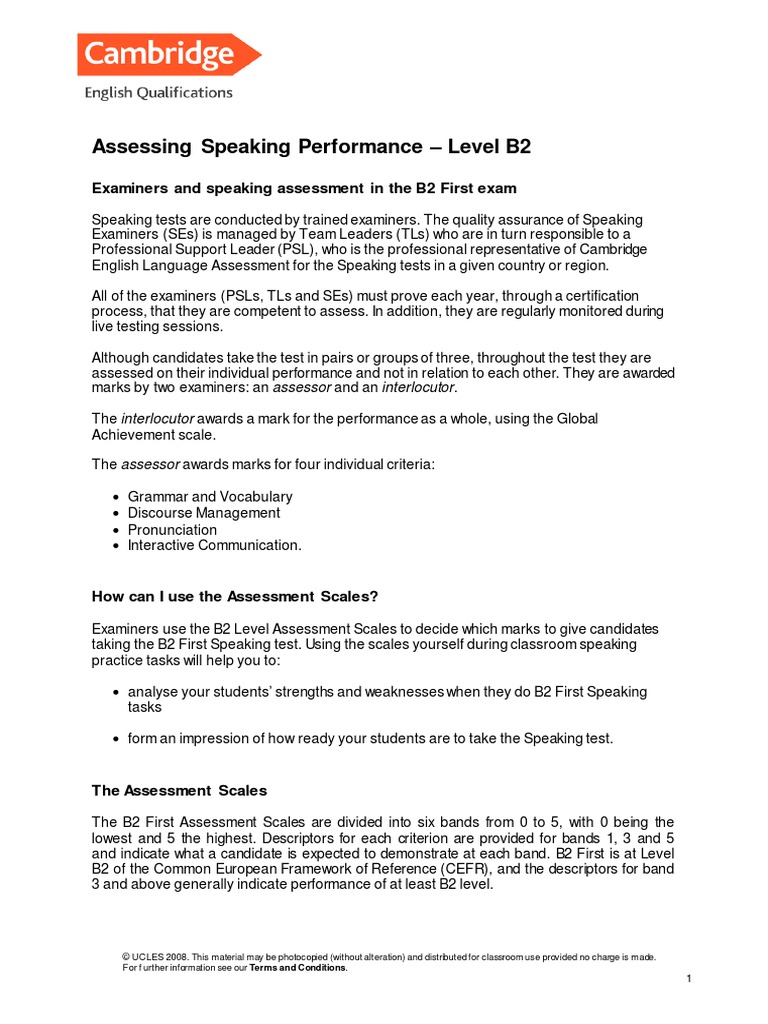 Assessing Speaking Performance at Level b2 | PDF | Stress (Linguistics ... Assessing Speaking Performance at Level b2 | PDF | Stress (Linguistics ...