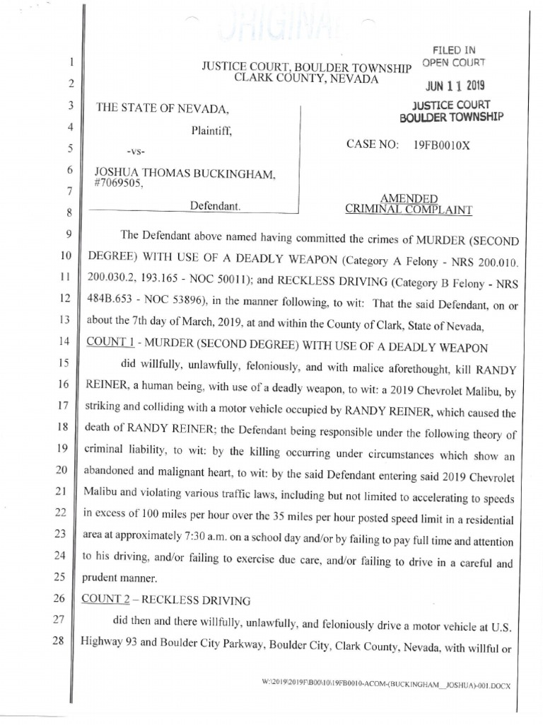 Joshua Buckingham Amended Complaint | PDF