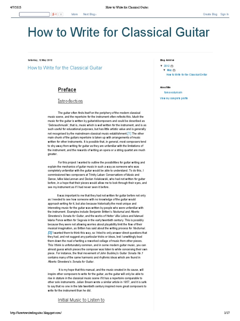 How To Write For Classical Guitar | PDF | Harmony | String Instruments