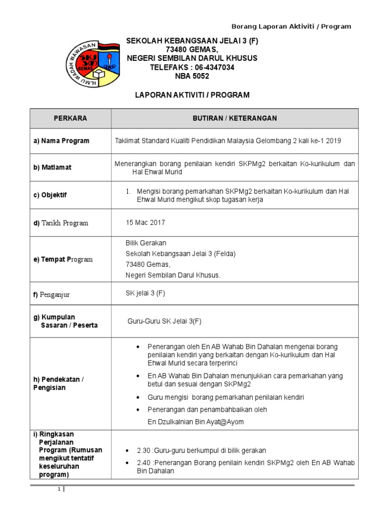 Laporan Aktiviti Program SKPMG 2 Kali Ke 2 | PDF