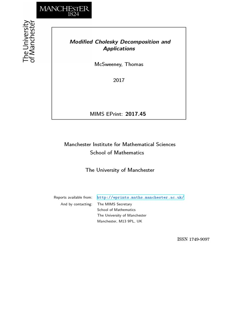 Modified Cholesky Decomposition and Applications | PDF | Matrix ...