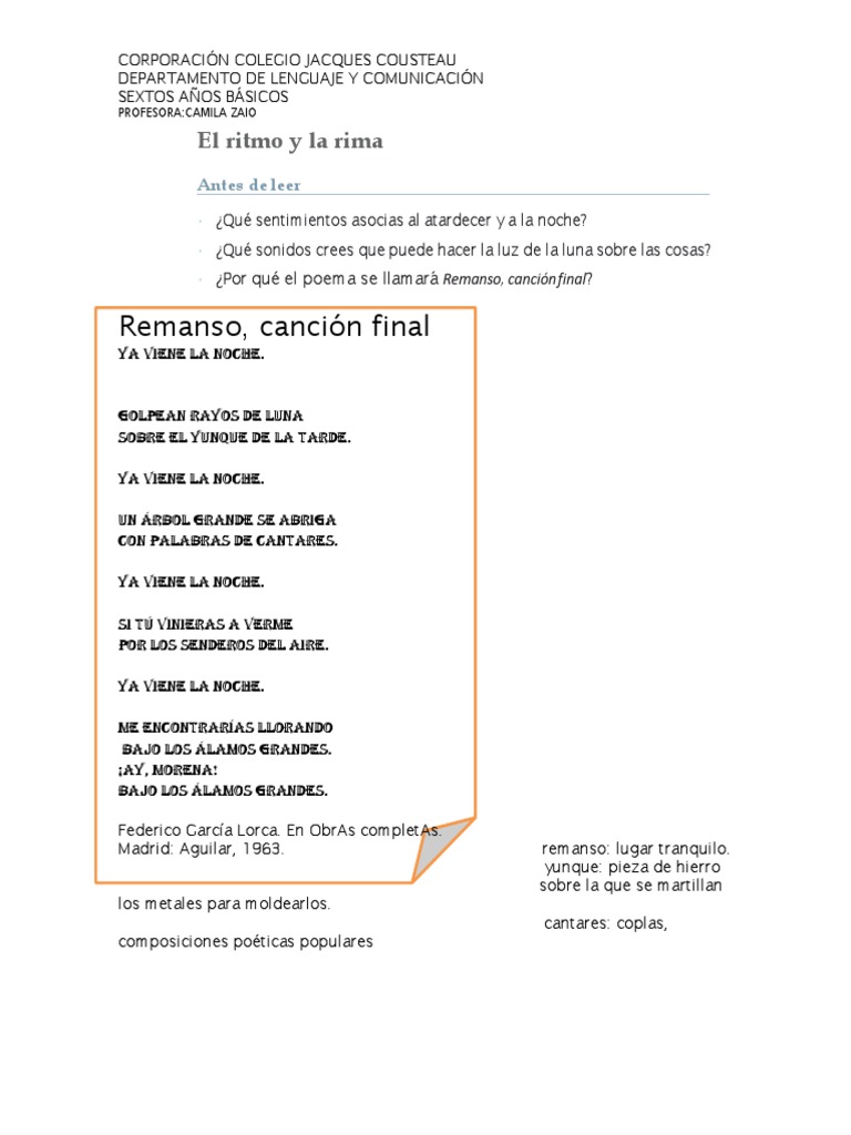 El Ritmo y La Rimas | PDF | Rima | Poesía