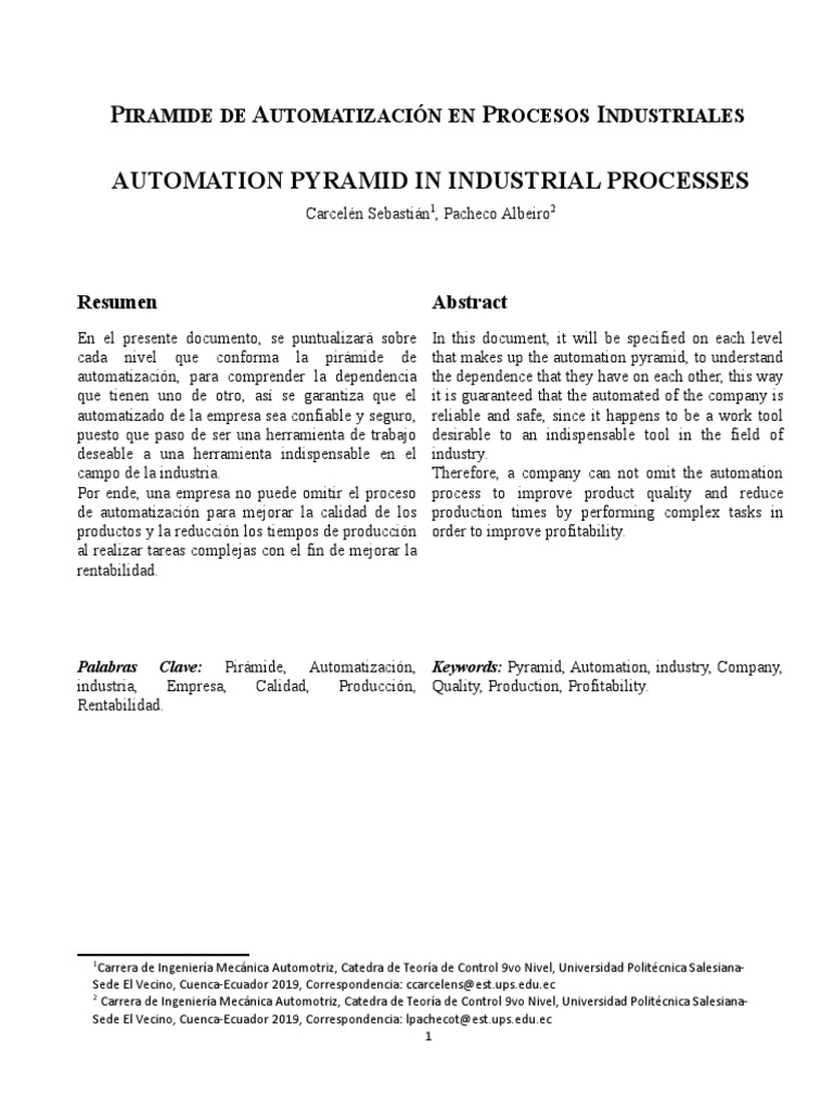 Piramide de Automatizacion | PDF | Scada | Controlador lógico programable
