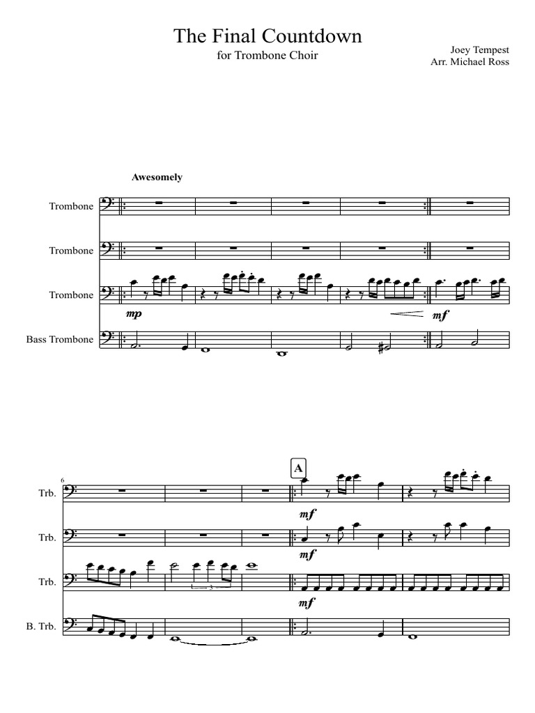The Final Countdown: For Trombone Choir | PDF