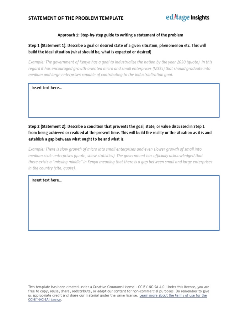 Statement of Problem Template | PDF | Creative Commons License | Psychology