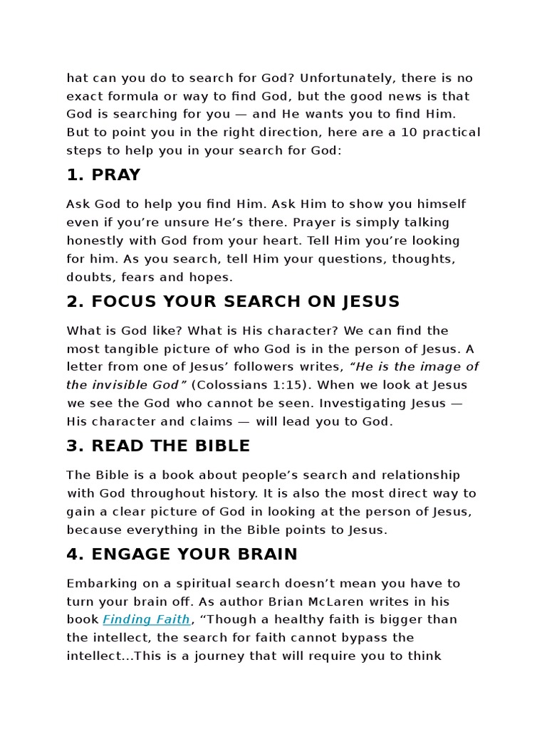 What Can You Do To Search For God | PDF | Jesus | God