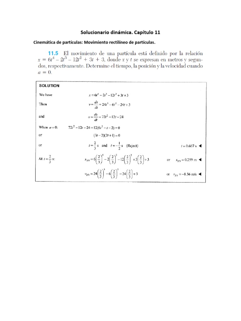 Solucionario Dinámica Beer. J. CAP 11 Y 15 | PDF