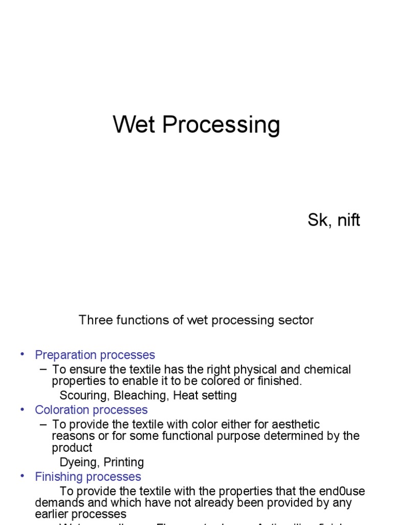 Wet Processing: SK, Nift | PDF