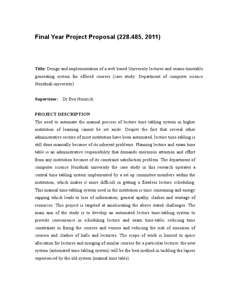 Final Year Project Proposal (228.485, 2011) : Title | PDF | Genetic ...