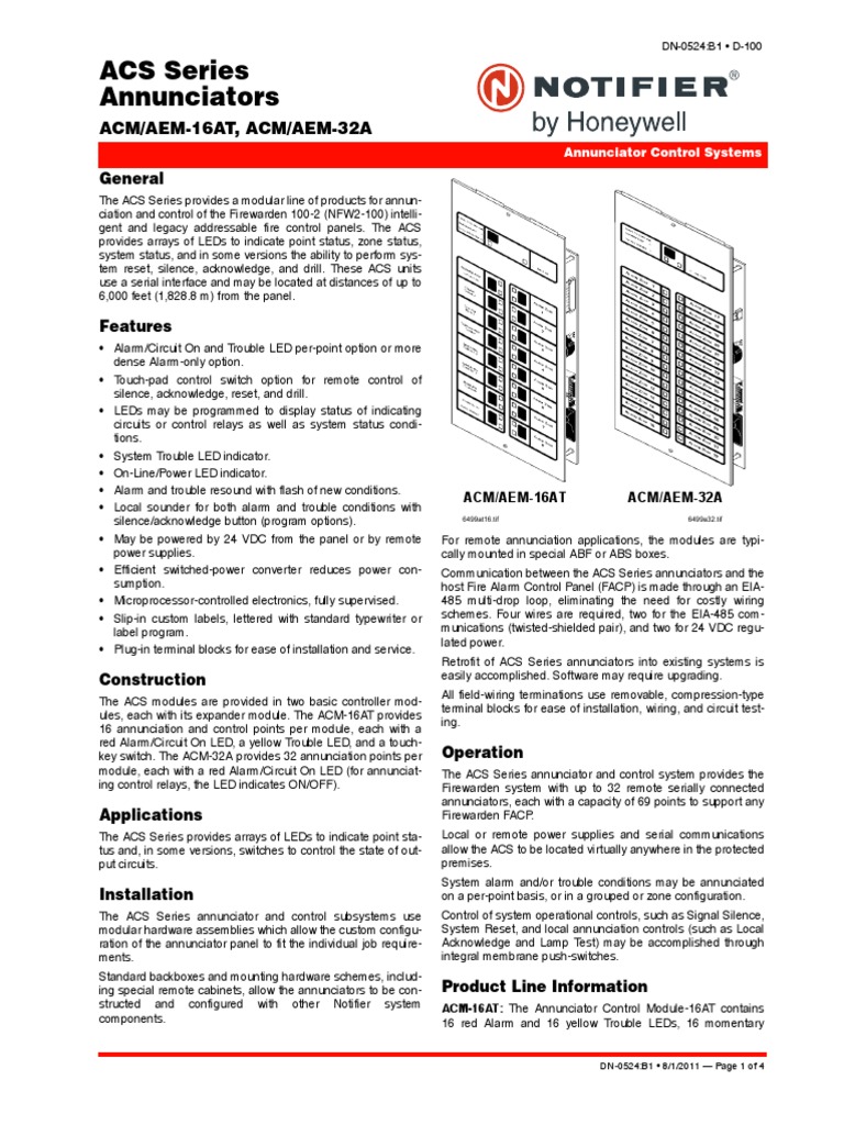 DN - 0524 ACS Series Annunciators ACM-AEM-16AT, ACM-AEM-32A Data Sheet ...