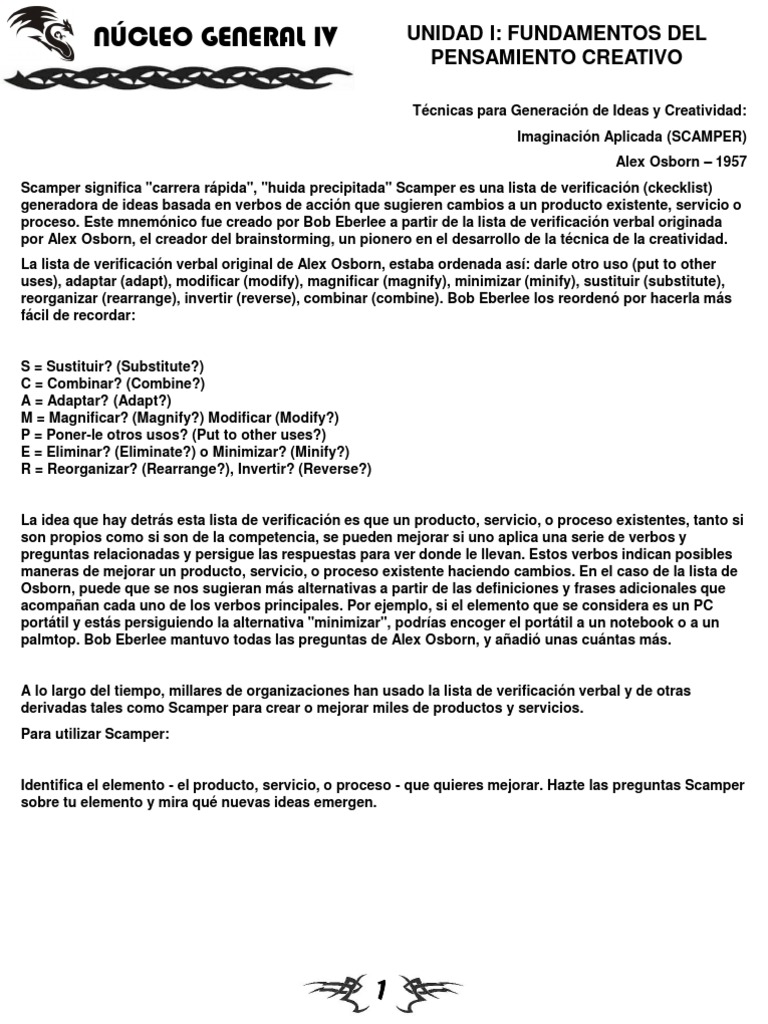 3 Scamper | PDF | Creatividad | Verbo