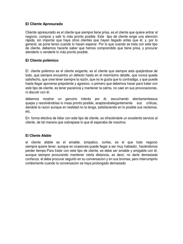 El Cliente Apresurado | PDF