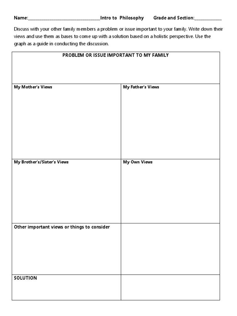 Family Issue Discussion Template | PDF