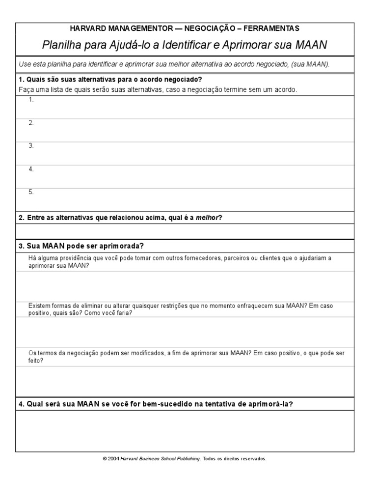 Worksheet For Identifying and Improving Your Batna | PDF | Business ...