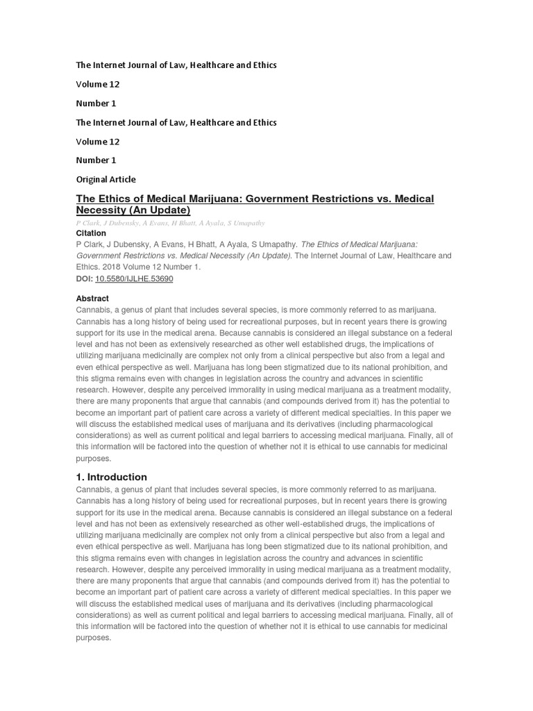 The Ethics of Medical Marijuana Government Restrictions vs. Medical ...