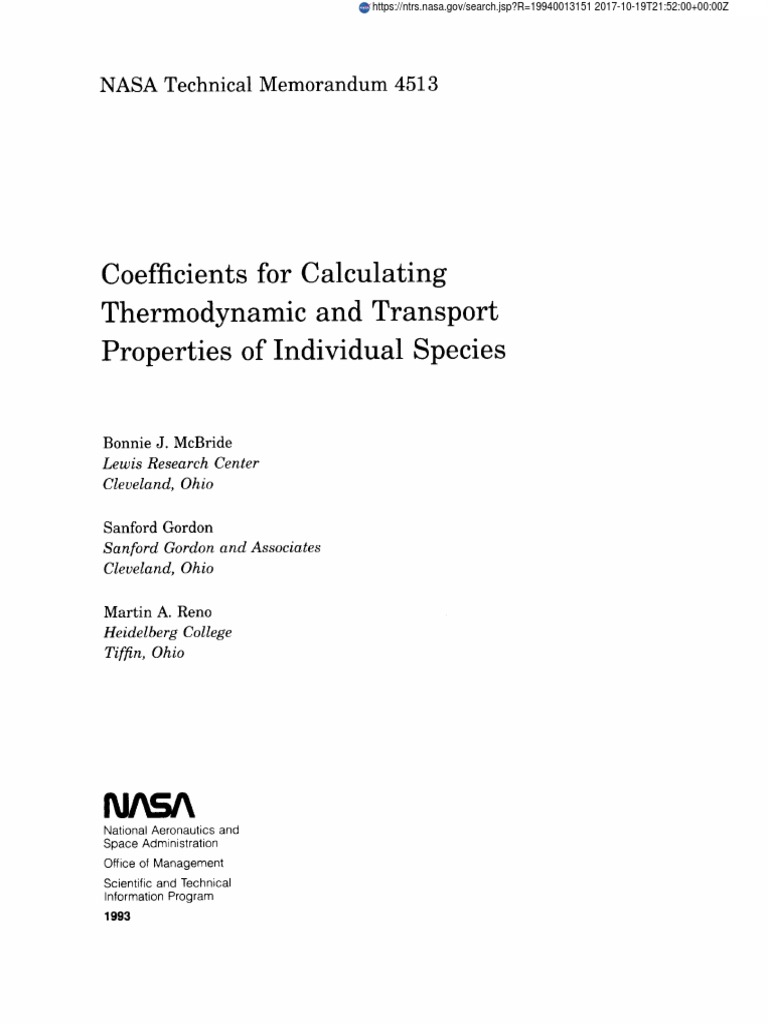NASA Polynomial Coefficients Overview | PDF | Temperature | Heat