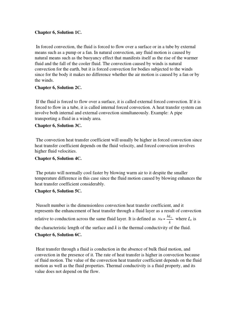 Chapter 6, Solution 1C.: K HL Nu | PDF | Boundary Layer | Heat Transfer