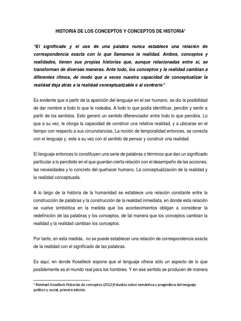 Historia de Los Conceptos y Conceptos de Historia | PDF | Realidad ...