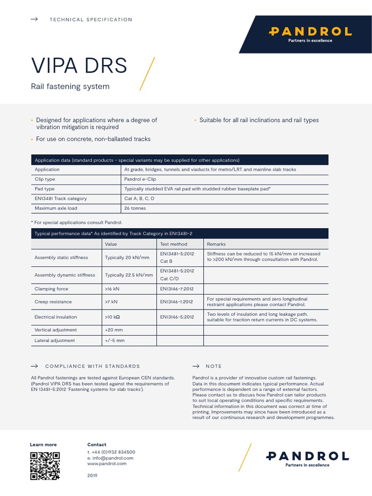 Pandrol VIPA DRS Technical Specifications | PDF | Nature