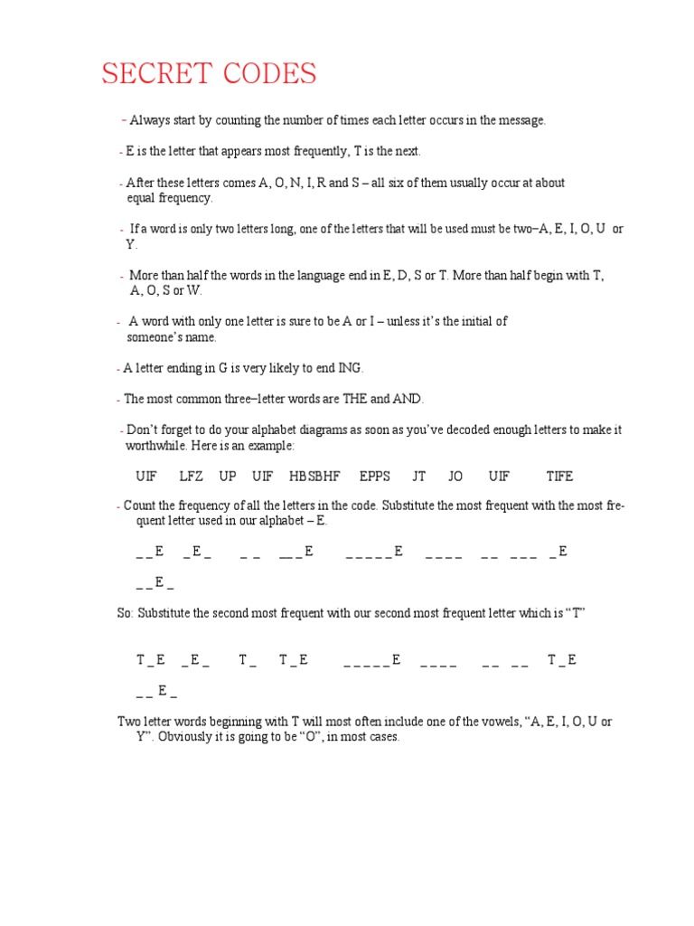 Secret Codes | PDF | Letter Case | Collation