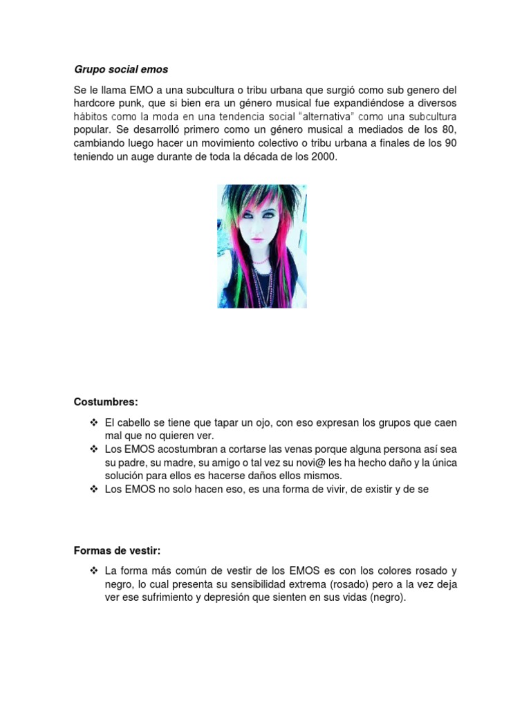 Subcultura Emo: Moda y Costumbres | PDF | Entretenimiento (general)