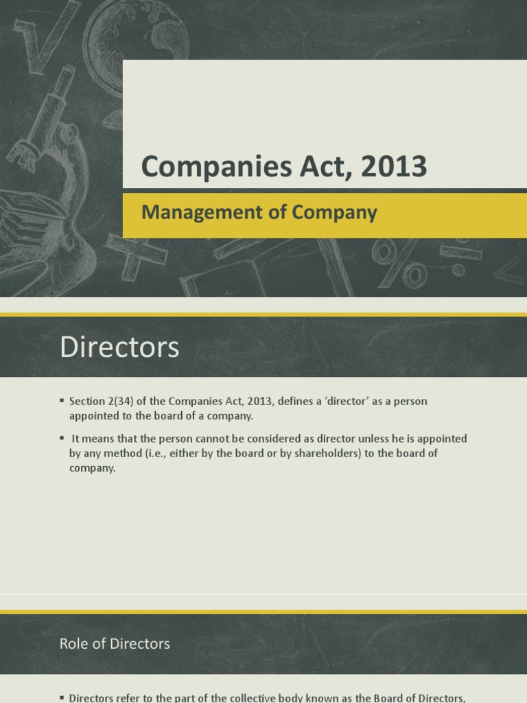 Companies Act, 2013: Management of Company | PDF | Board Of Directors ...