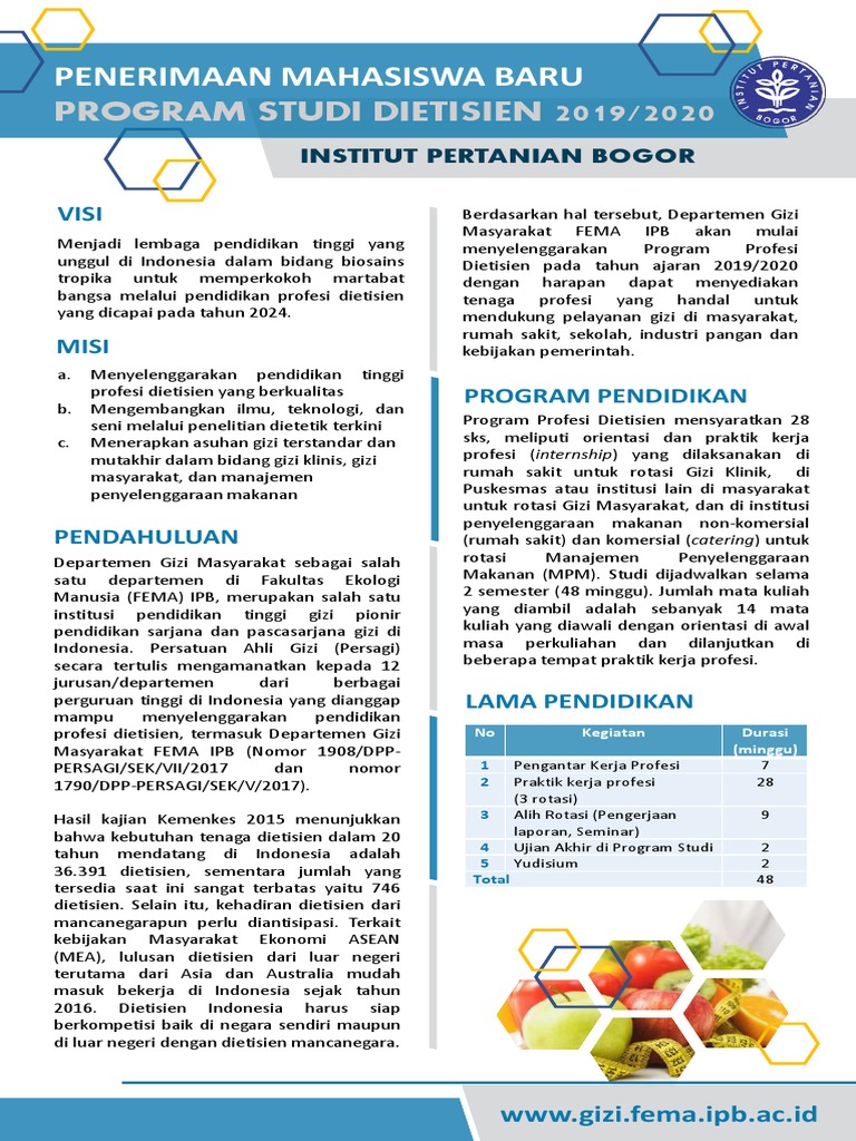 Brosur Prodi Dietisien IPB PHR Edit PDF | PDF