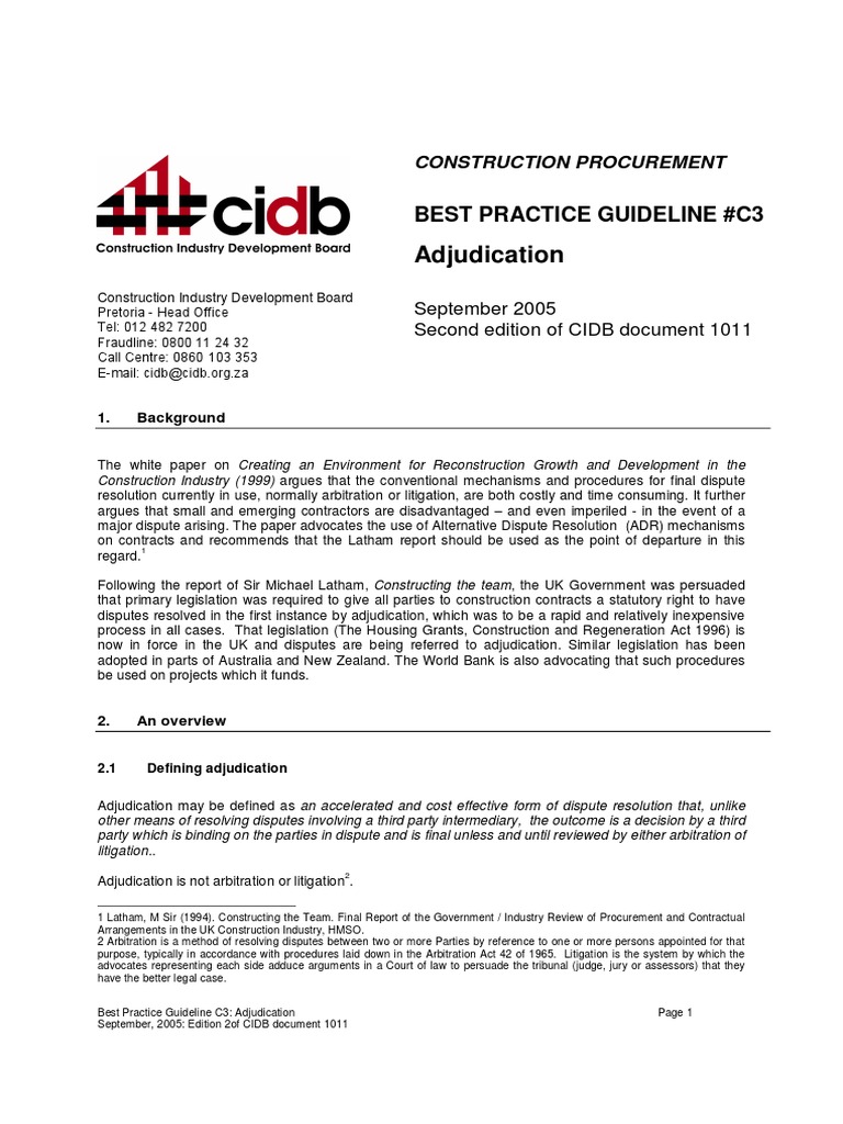 Adjudication: Best Practice Guideline #C3 | PDF | Adjudication ...