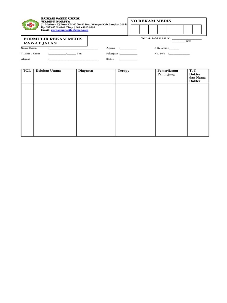 Formulir Rekam Medis Rawat Jalan (Repaired) | PDF