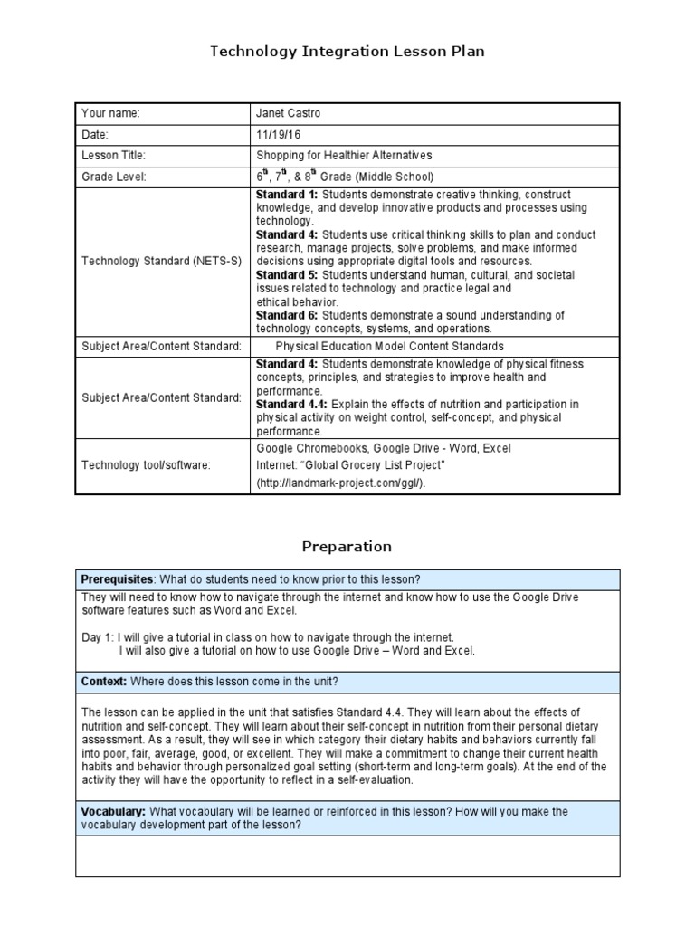 Technology Integration Lesson Plan: TH TH TH | PDF | Goal | Knowledge