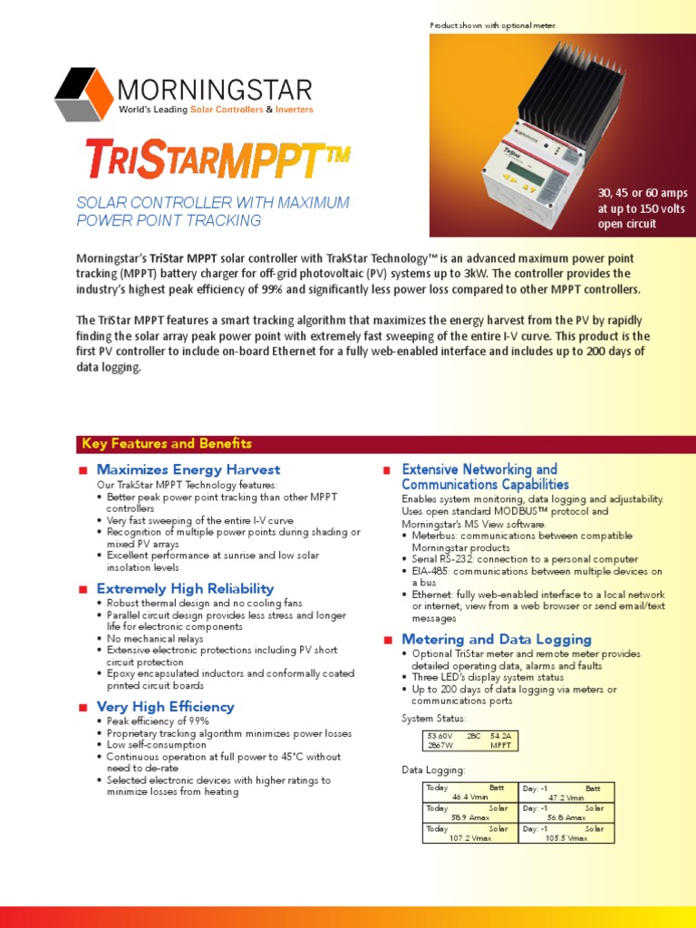 Morningstar TriStar MPPT | PDF | Photovoltaic System | Manufactured Goods
