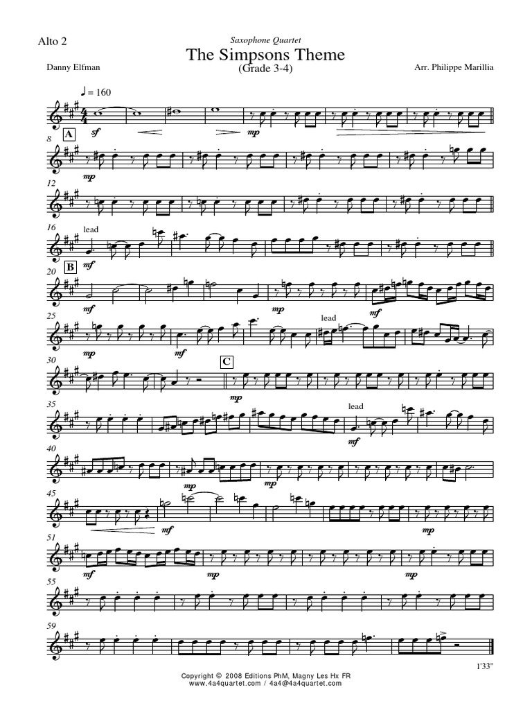 The Simpsons Theme: Alto 2 (Grade 3-4) | PDF