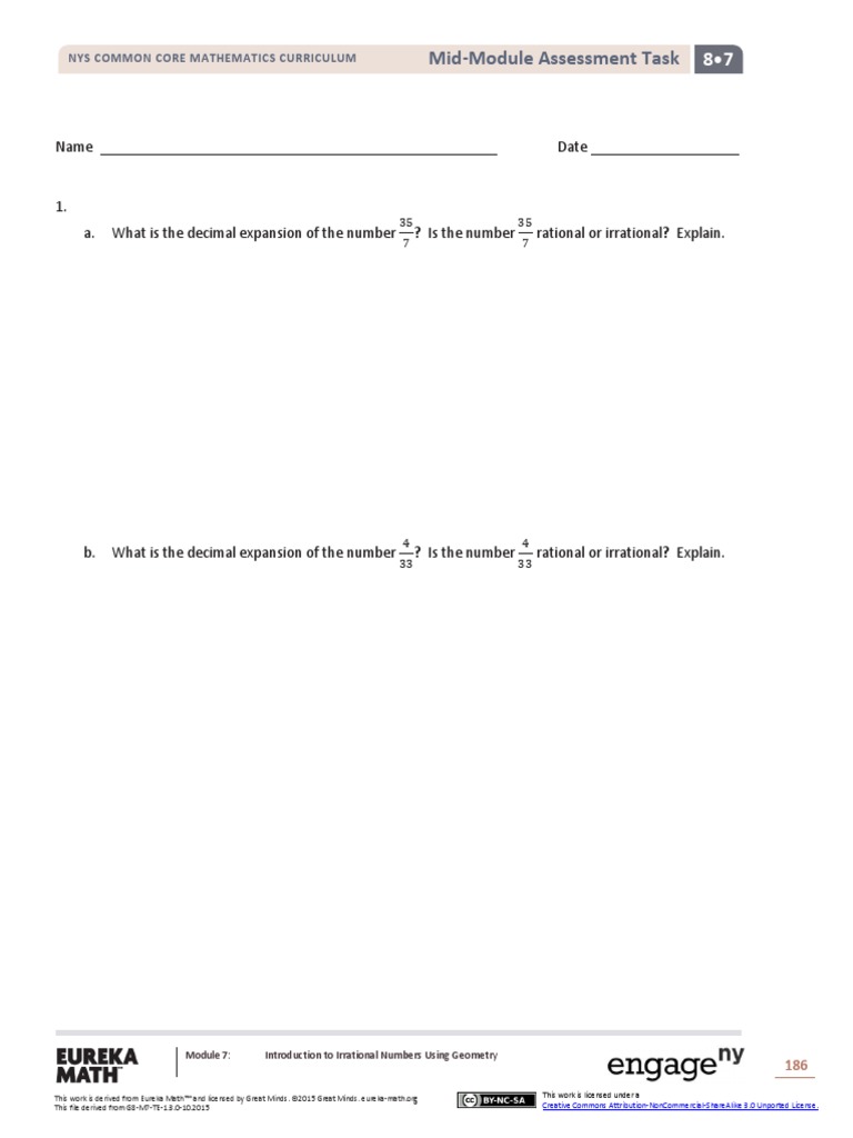 Math g8 m7 Mid Module Assessment | PDF | Rational Number | Decimal