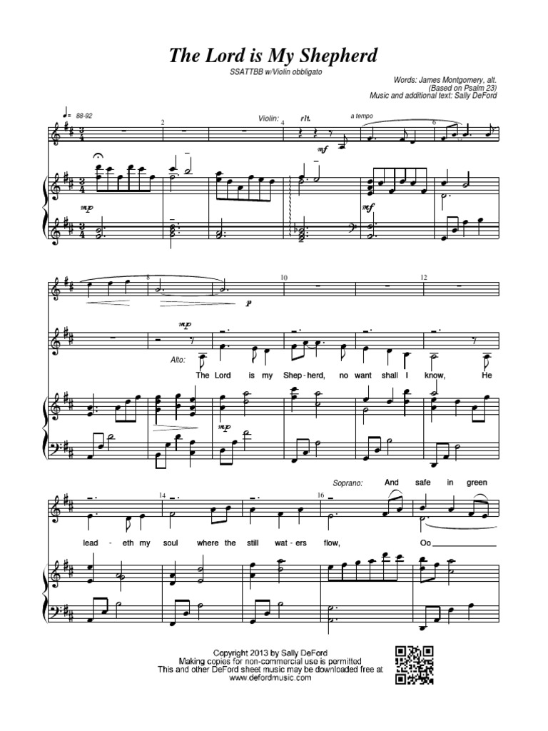 The Lord Is My Sheperd Sally DeFord | PDF | Choral Compositions | Ketuvim