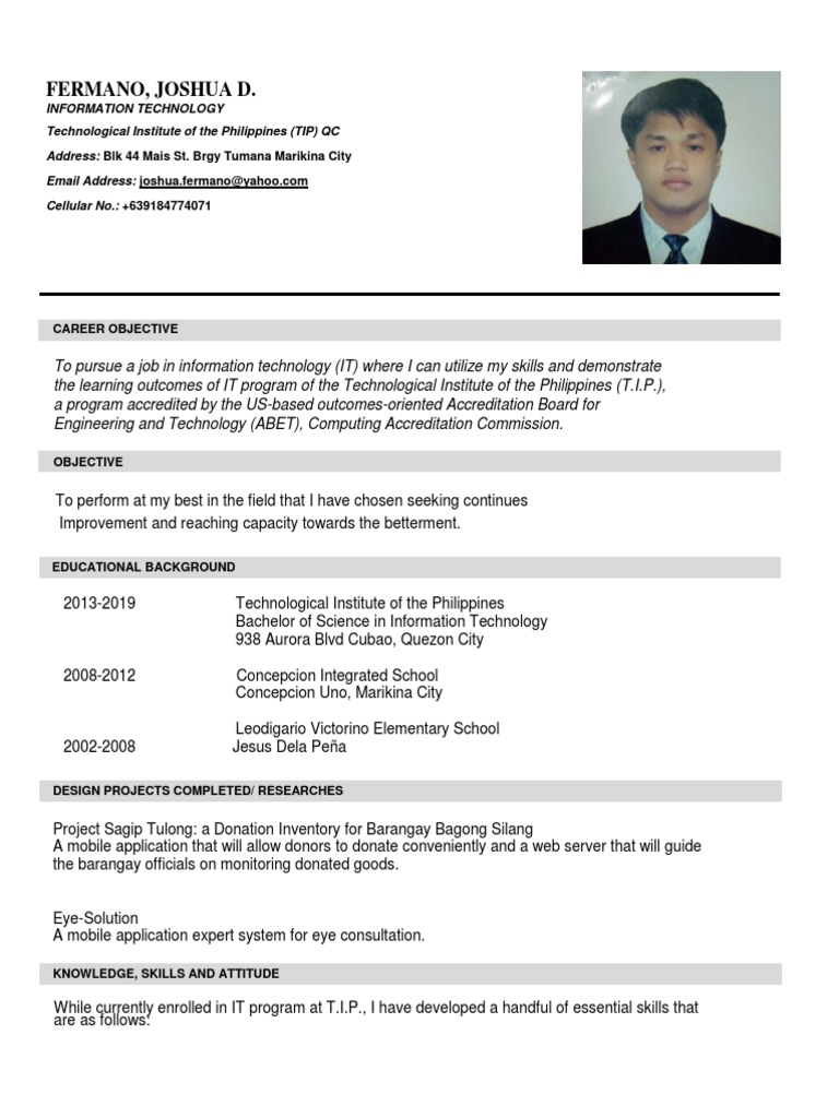 IT Resume Work | PDF | Information Technology | Computing