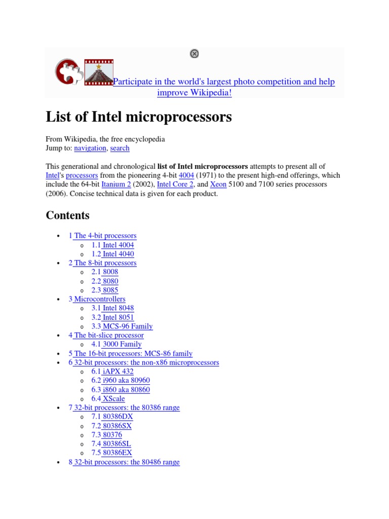 List of Intel Microprocessors: Participate in The World's Largest Photo ...
