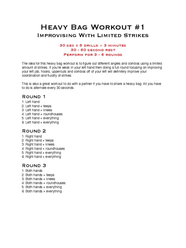 7 Heavy Bag Workouts PDF | PDF | Muay Thai | Individual Sports