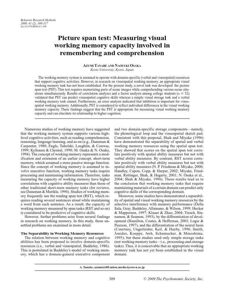 Picture Span Test: Measuring Visual Working Memory Capacity Involved in ...