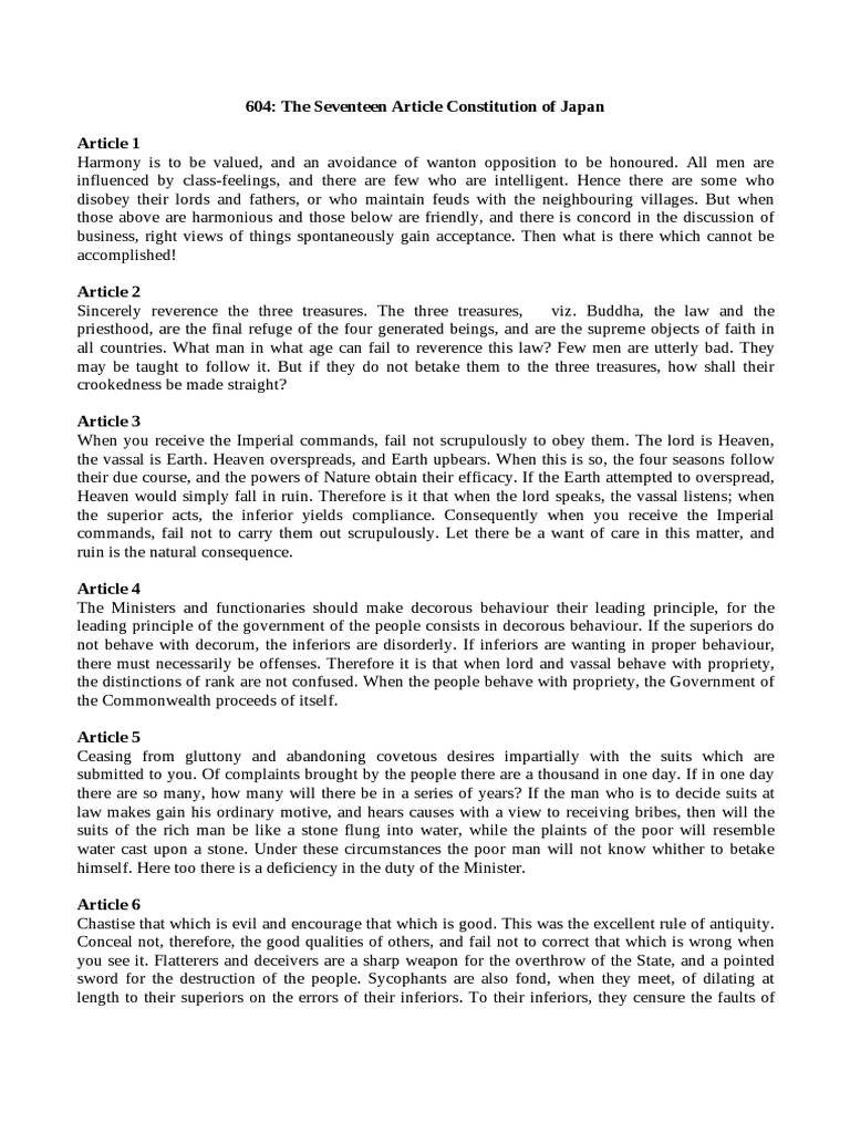 Shotoku Constitution | PDF | Envy